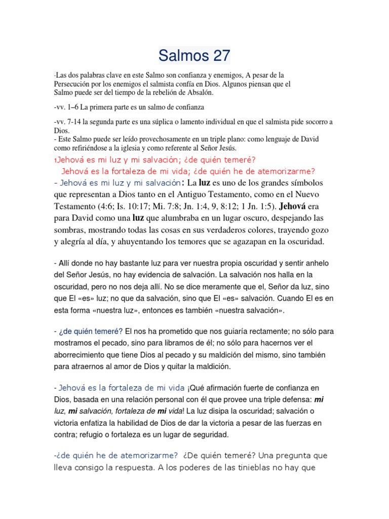 Salmos 27 | PDF | Salmos | Oración