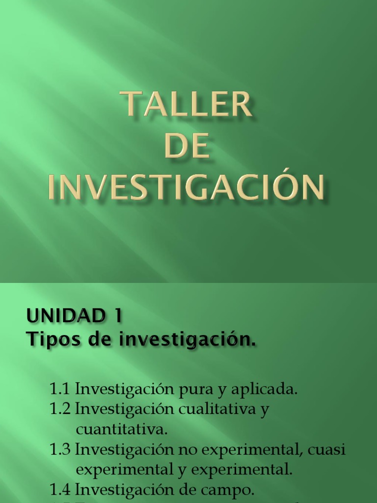 Taller de Investigación PDF | PDF | Cuestionario | Estadísticas