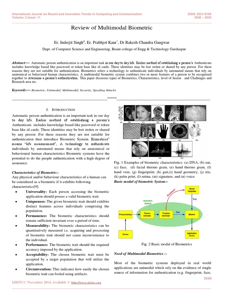 Review of Multimodal Biometric | PDF | Biometrics | Authentication