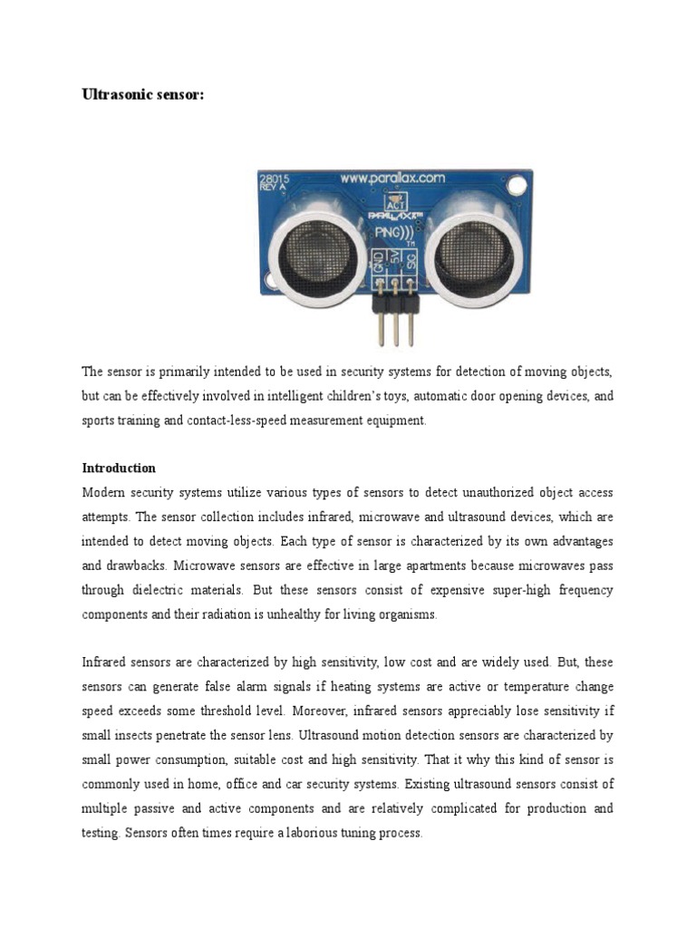 Ultrasonic Sensor | Download Free PDF | Security Alarm | Ultrasound