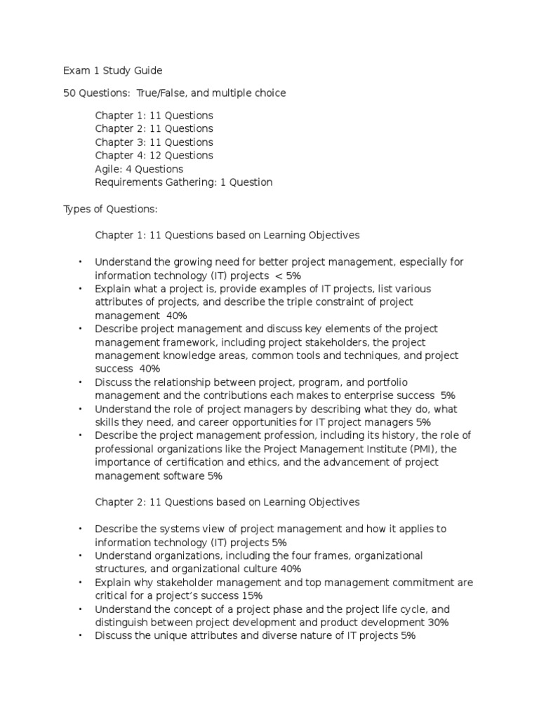 Exam 1 Study Guide | PDF | Project Management | Agile Software Development