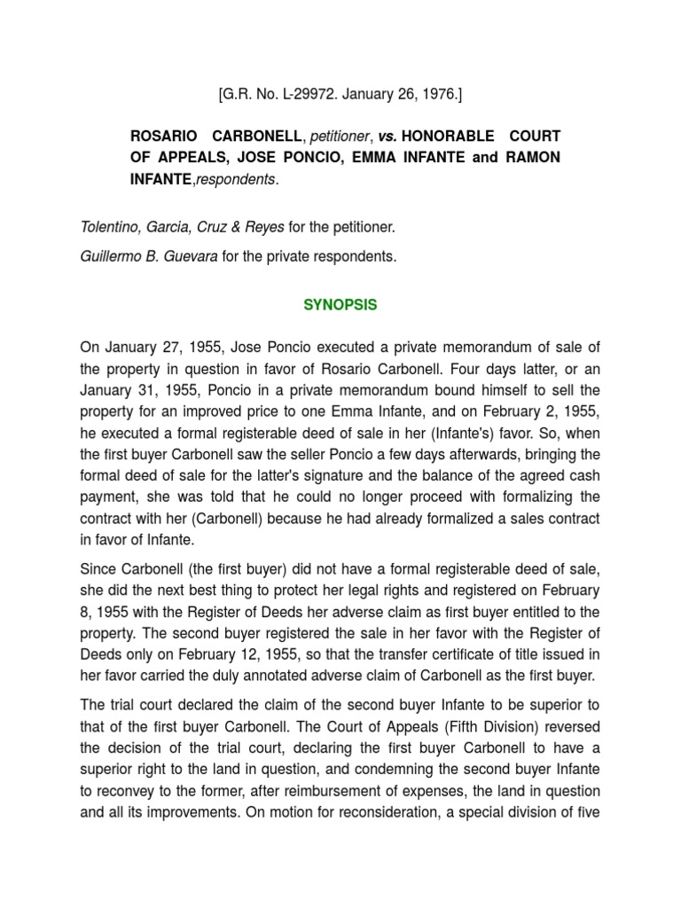 Carbonell v. CA | PDF | Judgment (Law) | Lien