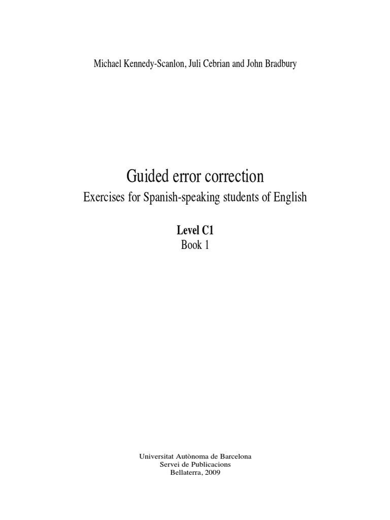 Guided Error Correction - Exercises For Spanish-Speakers - Students of ...