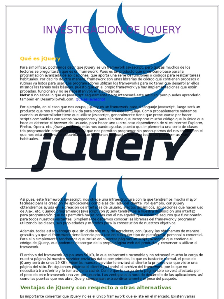 Investigacion de Jquery | PDF | Script Java | Marco de software