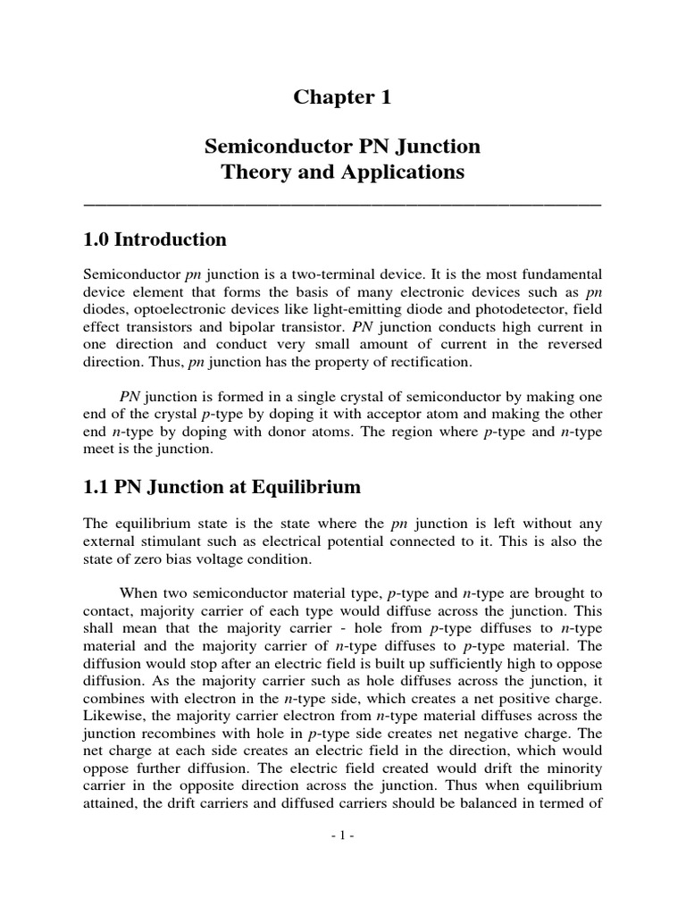 Chapter 1 Semiconductor PN Junction Theory and Applications | PDF | P–N Junction | Diode