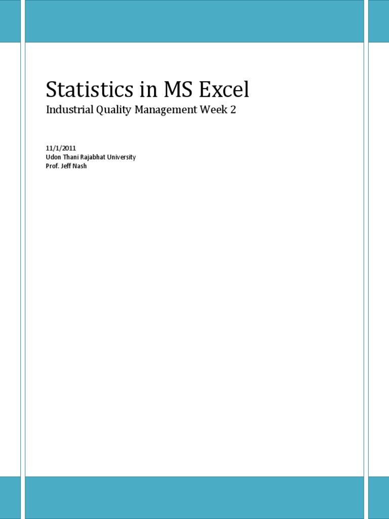 Statistics in MS Excel Using MegaStat.30810627 | PDF | Mode (Statistics ...