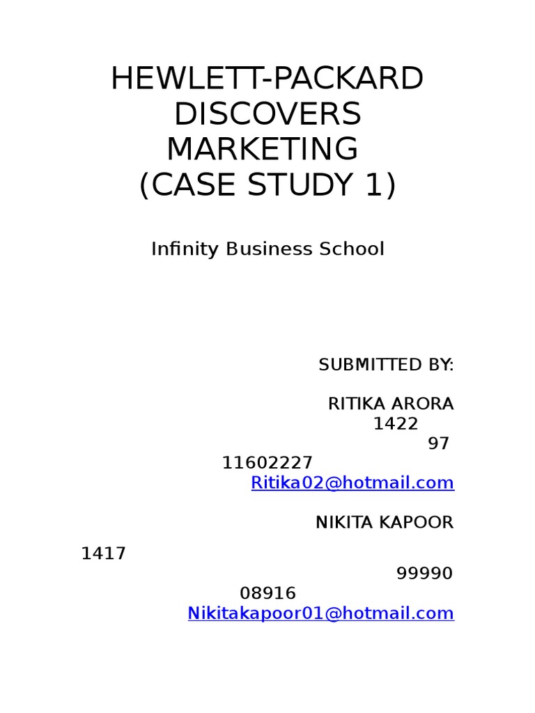 HP Case Study | PDF | Hewlett Packard | Marketing