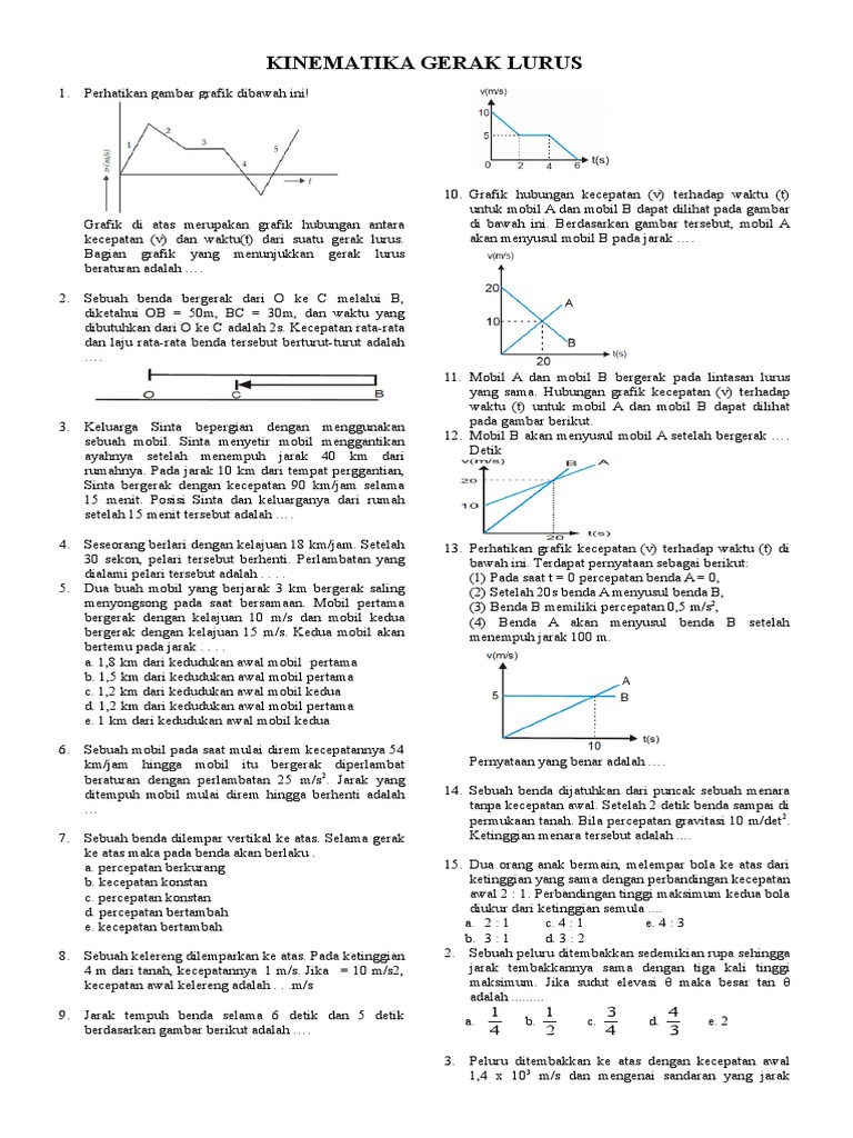 Kinematika Gerak Lurus | PDF