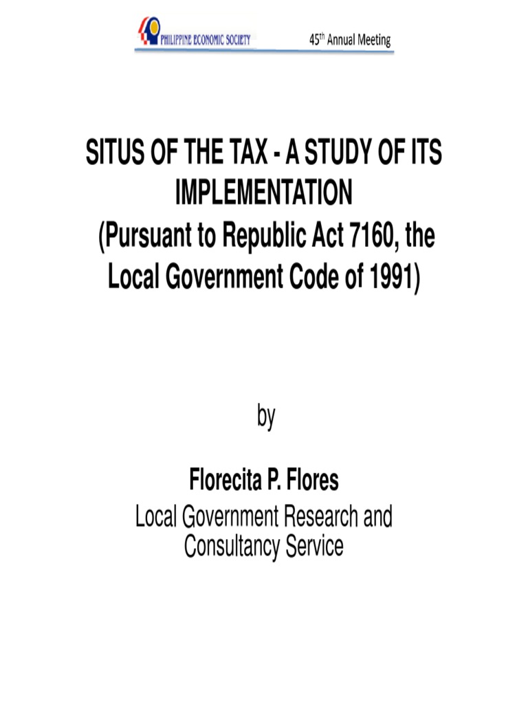 RA 7160 Situs of The Tax - IRR | PDF | Receipt | Taxes