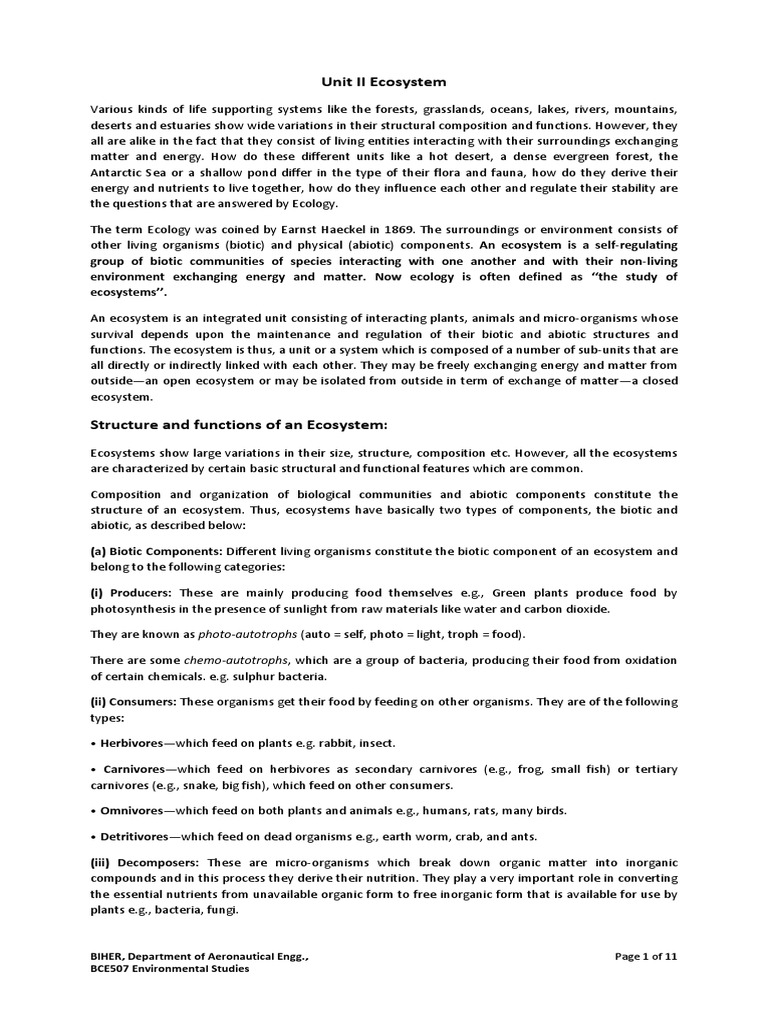 Environmental Science Ecosystem Notes | PDF | Food Web | Ecosystem