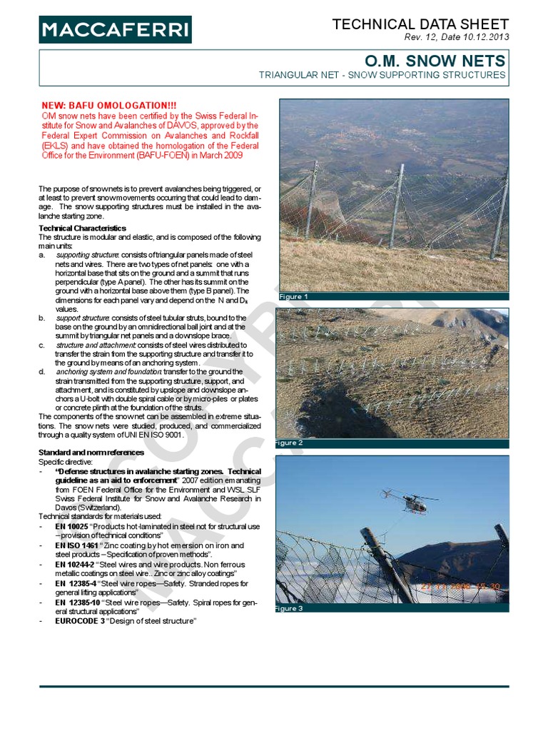 Certified Snow Nets Technical Data Sheet | PDF | Wire | Snow