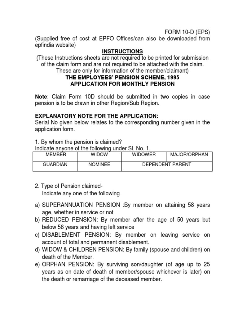 A Guide to Completing the Form 10-D Application for Monthly Pension ...