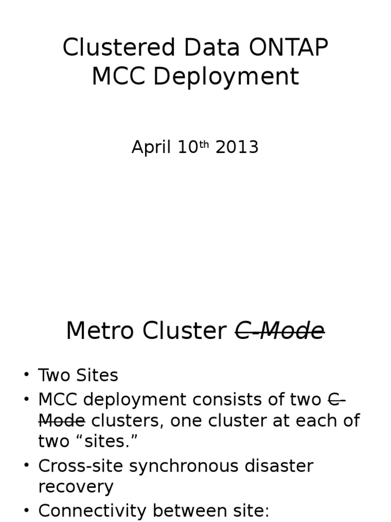 Clustered Data ONTAP MCC Deployment: April 10 2013 | PDF | Data ...