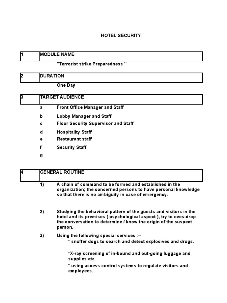Hotel Security | PDF