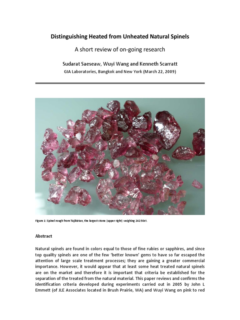 Heated Spinel Identification March 2009 PDF | PDF | Spectroscopy | Zinc