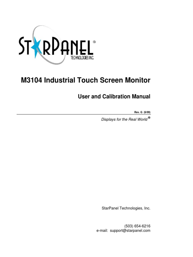 M3104 Industrial Touch Screen Monitor: User and Calibration Manual ...