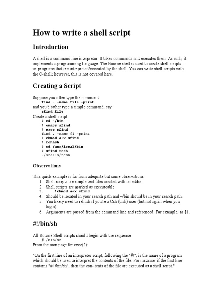 How To Write A Shell Script | PDF | Command Line Interface | Filename