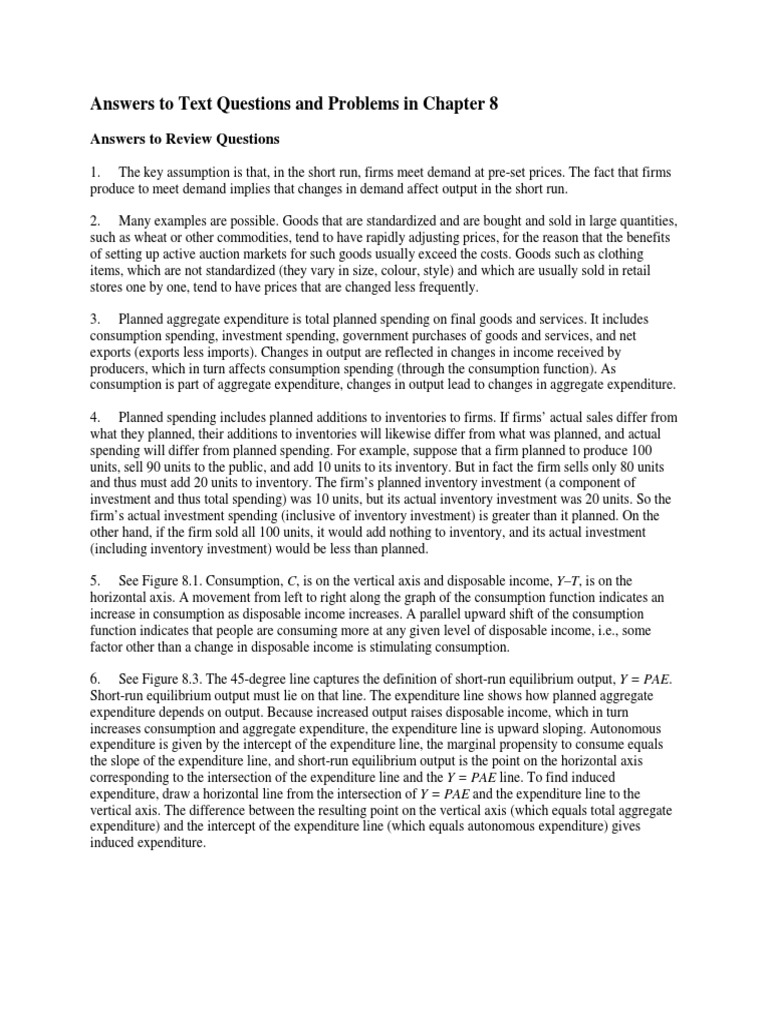 Answers To Text Questions and Problems in Chapter 8 | PDF | Fiscal ...