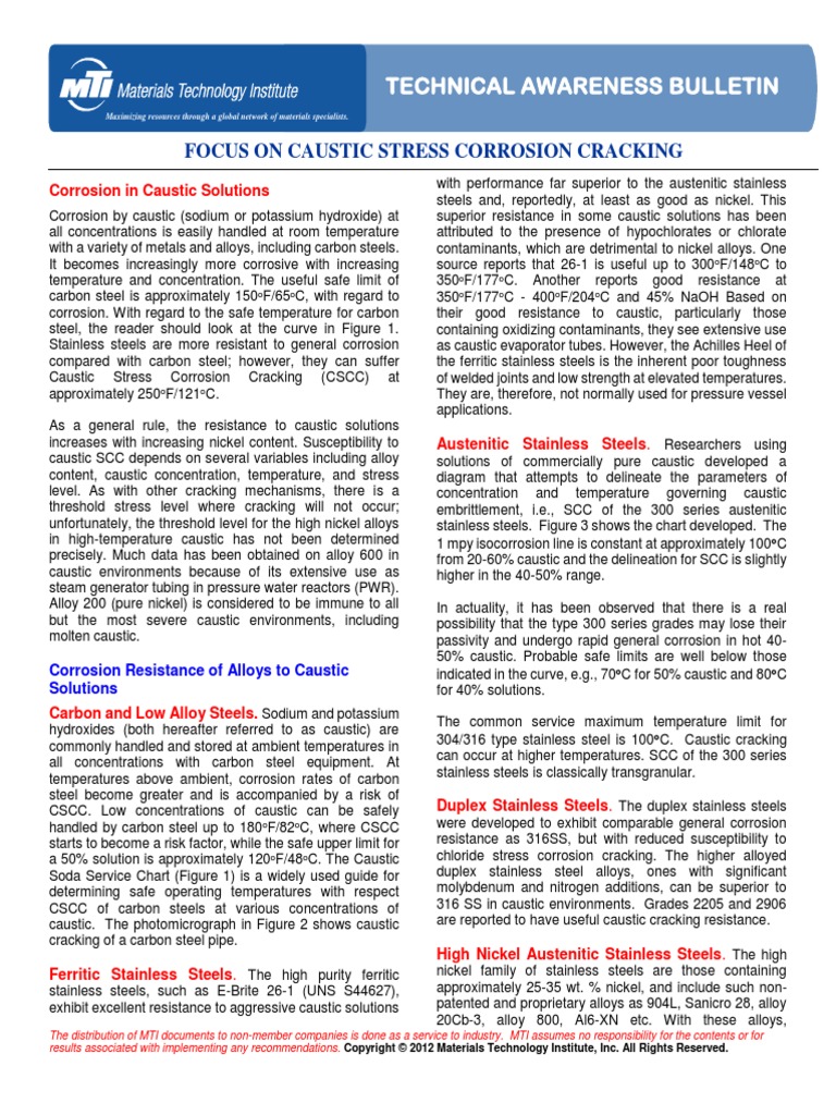 Focus On Caustic Stress Corrosion Cracking | PDF | Stainless Steel | Steel