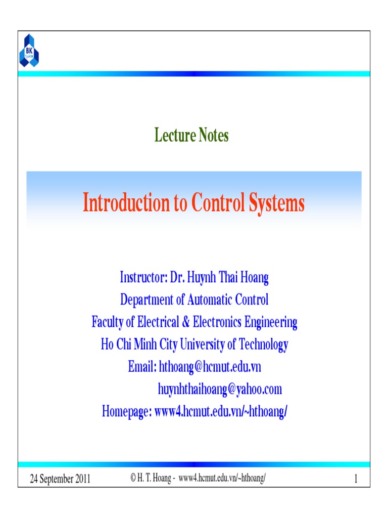 Introduction To Control Systems Introduction To Control Systems | PDF ...
