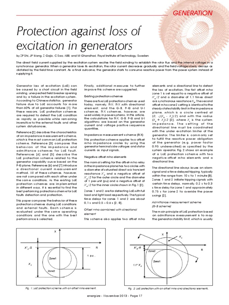 Protection Against Loss of Excitation in Generators | PDF | Computers ...