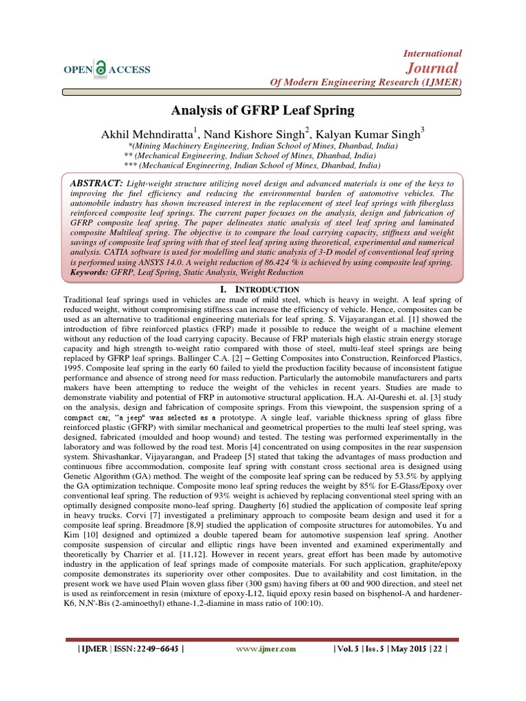 Analysis of GFRP Leaf Spring | PDF | Composite Material | Fiberglass