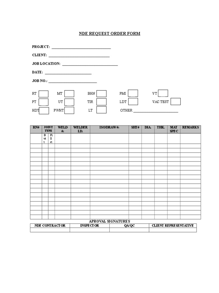 Nde Request Form | PDF
