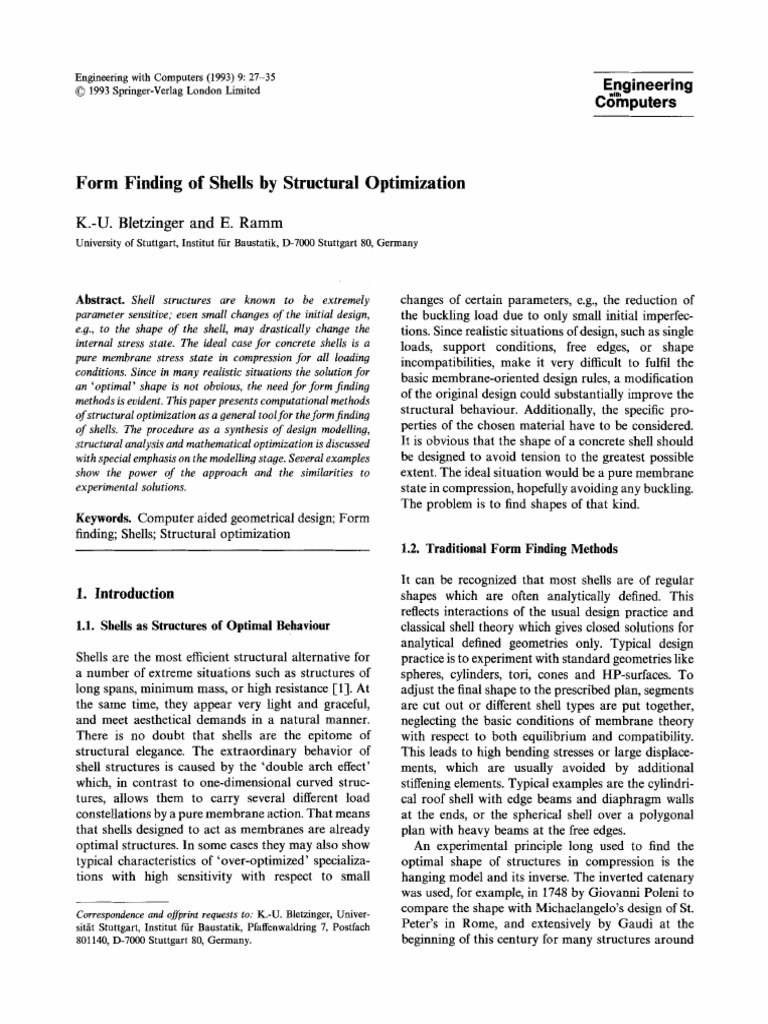 Form Finding of Shells by Structural Optimization | PDF | Mathematical ...