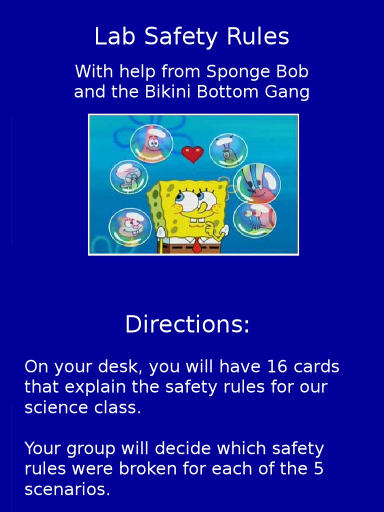 Spongebob Science Safety Rules Scenarios Activity 2 | PDF | Chemistry ...