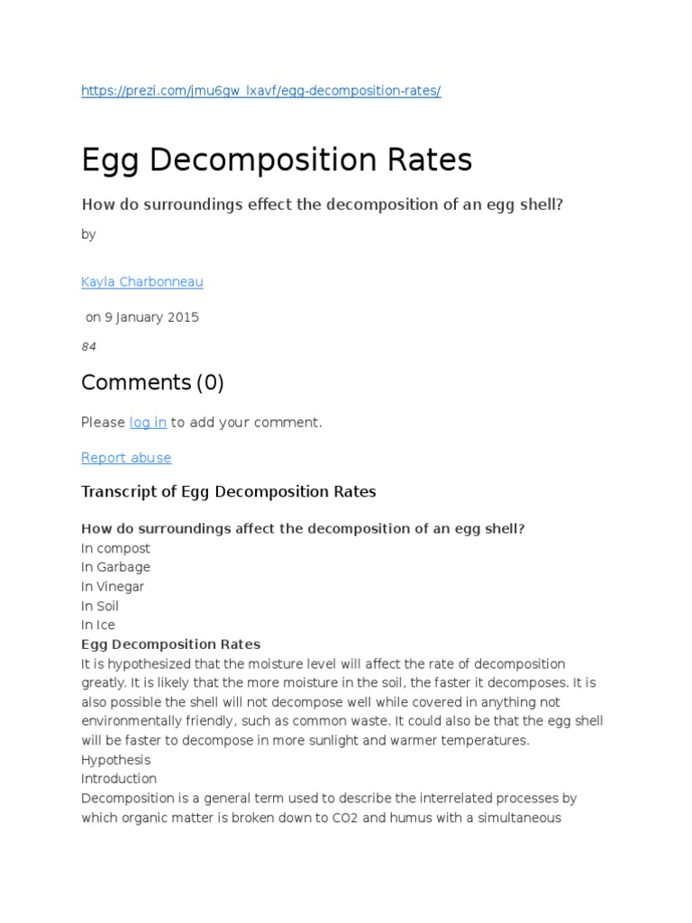 Eggshell Decomposition Rates Explained | PDF | Decomposition | Compost