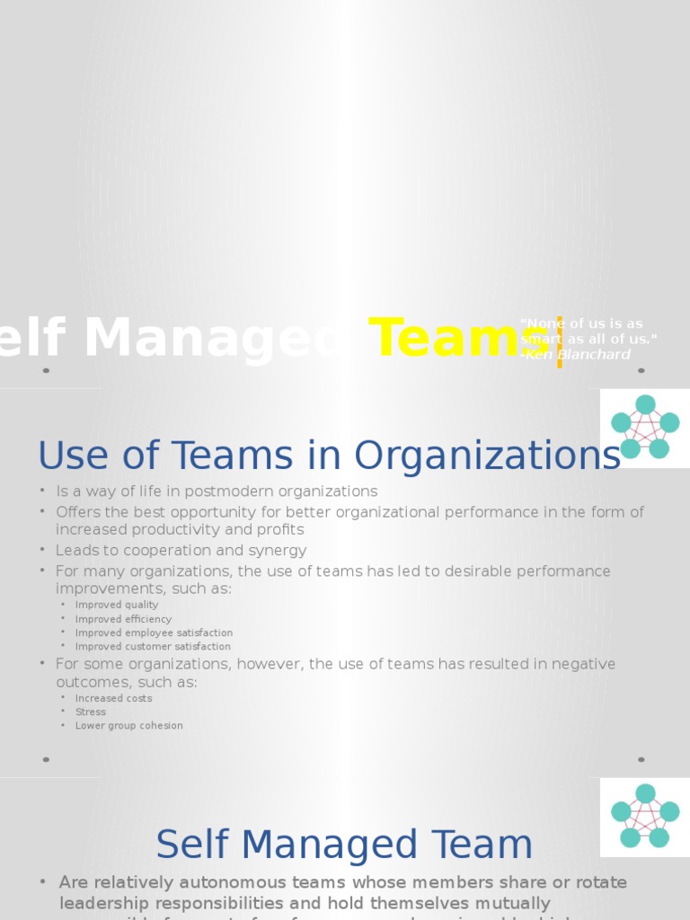 Self Managed Teams | Download Free PDF | Leadership | Empowerment