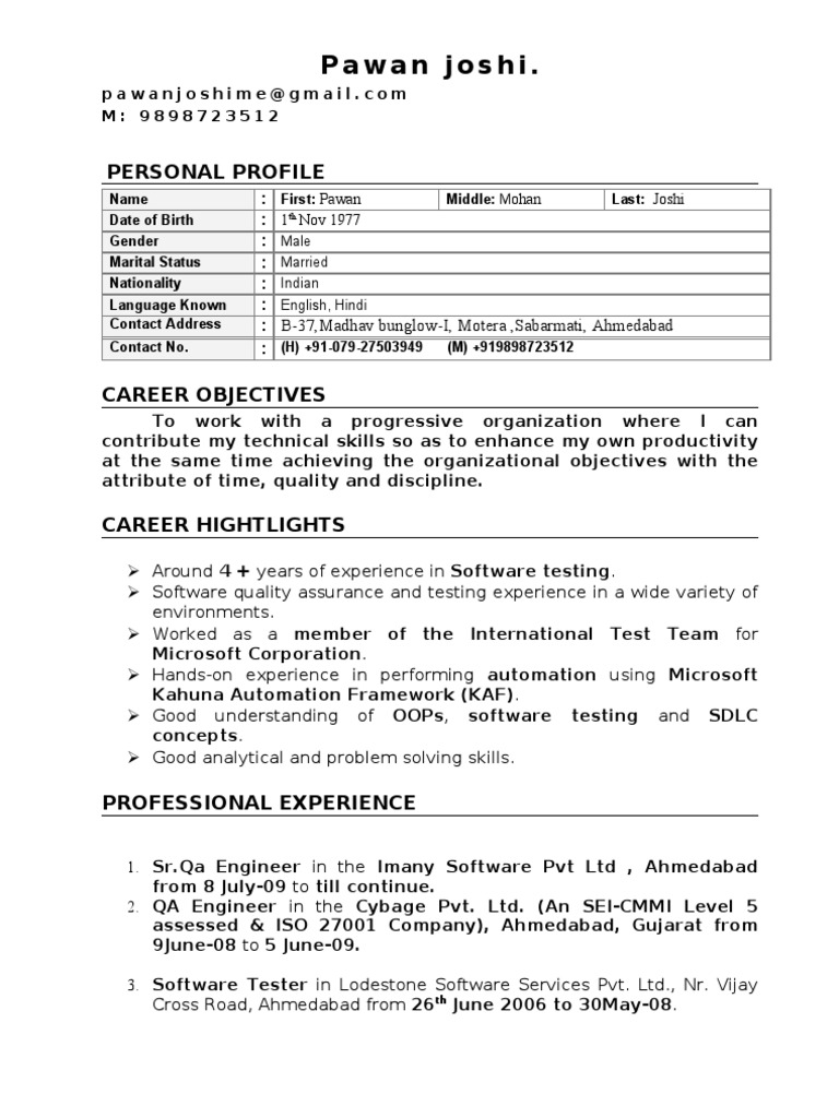 Resume Of Pawan Joshi Pdf Microsoft Visual Studio Computing Platforms
