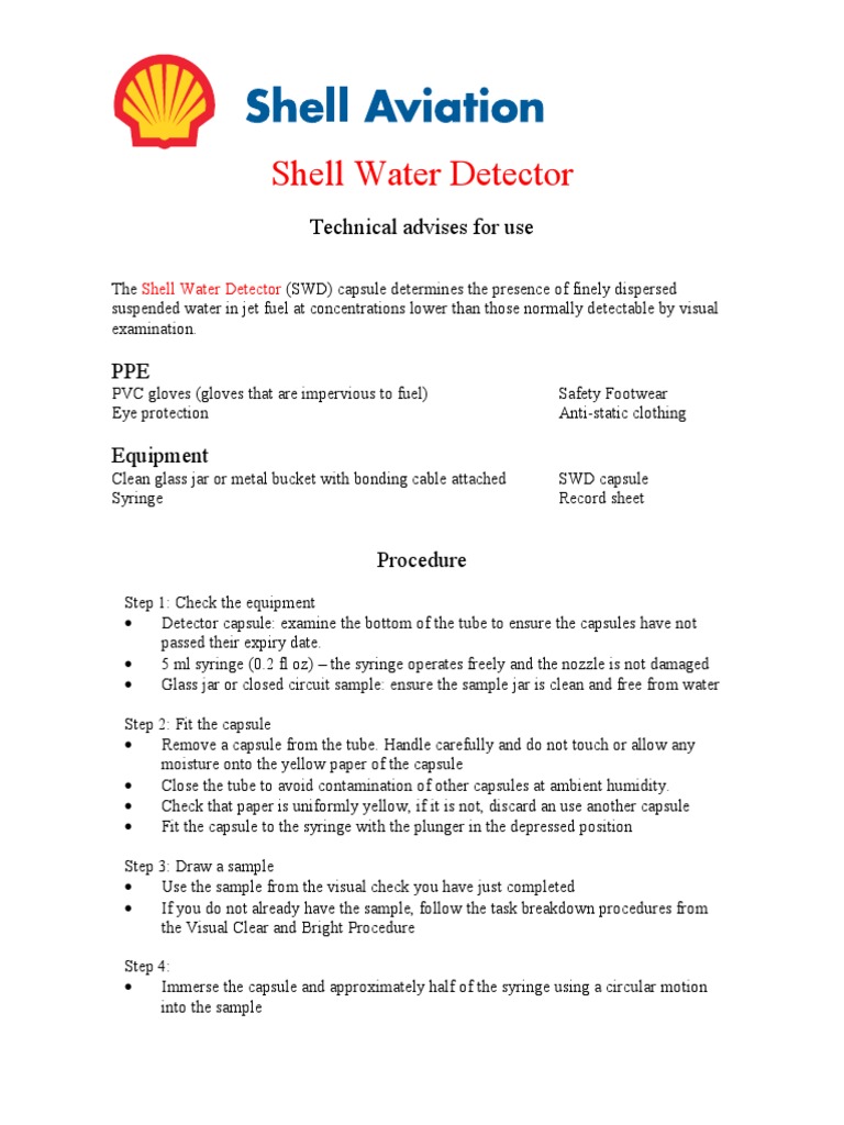 Shell Water Detectorstepbystep | PDF | Syringe | Water