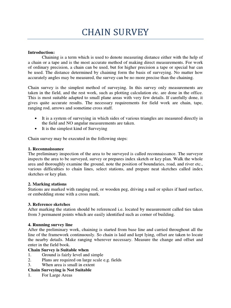 Intro For Chain Survey | PDF | Surveying | Foot (Unit)