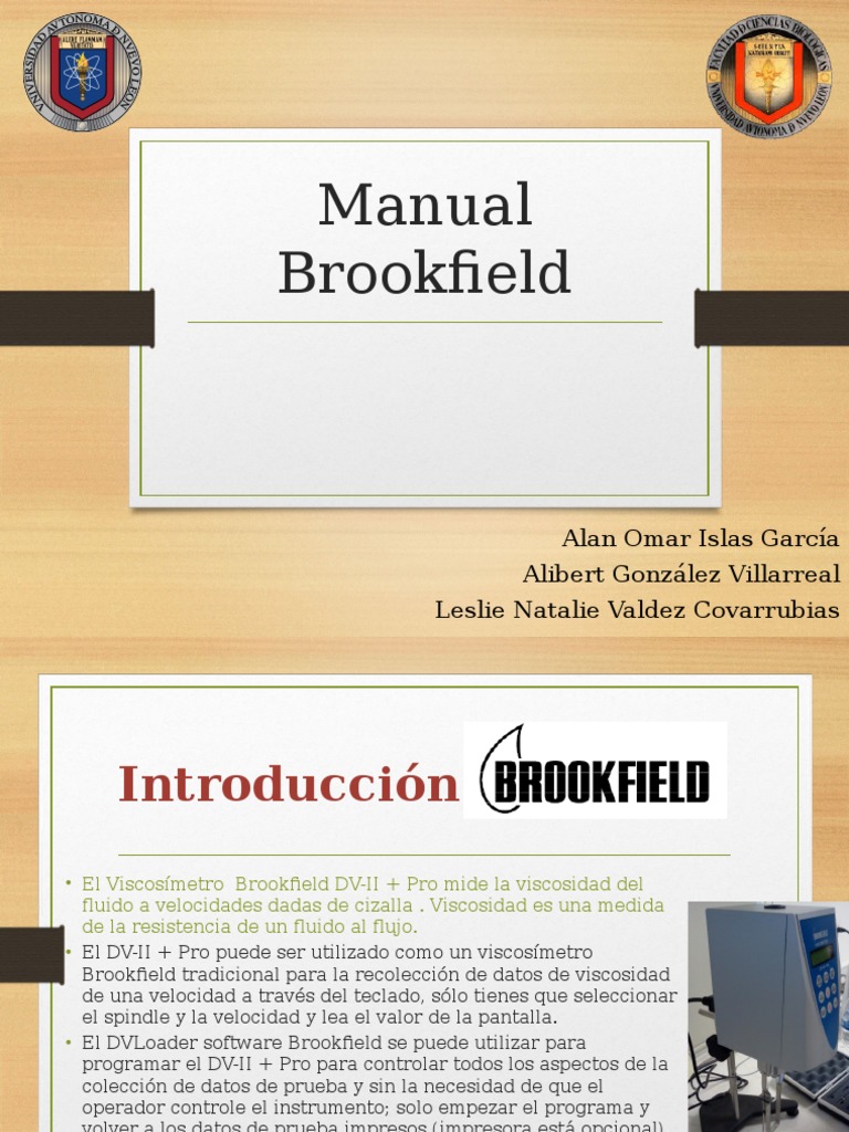 Manual Brookfield | PDF | Viscosidad | Ingeniería mecánica