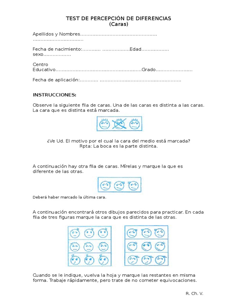 Protocolo Test Caras | PDF