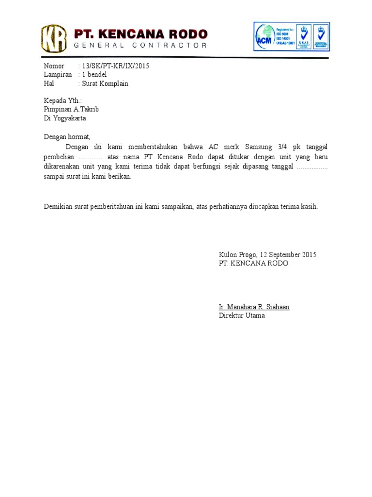 SURAT Komplain | PDF