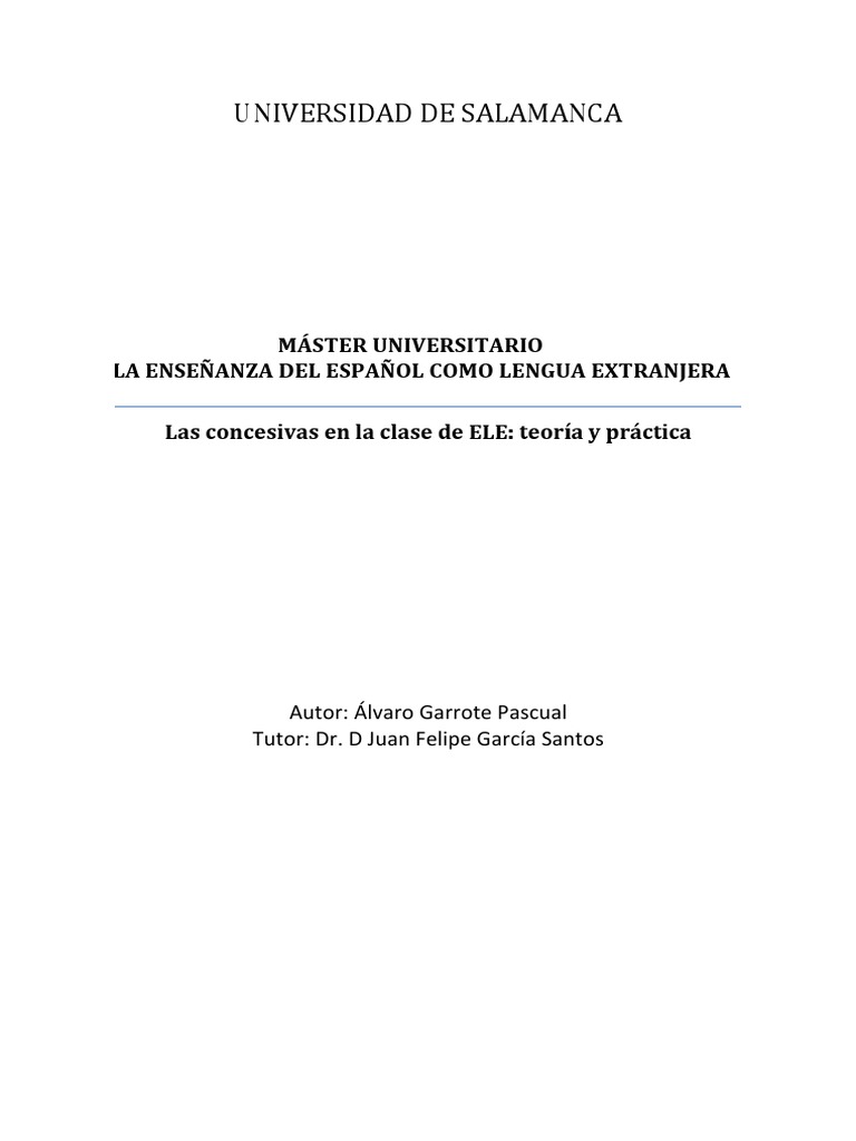 Las Concesivas en La Clase de ELE: Teoría y Práctica | PDF | Oración ...