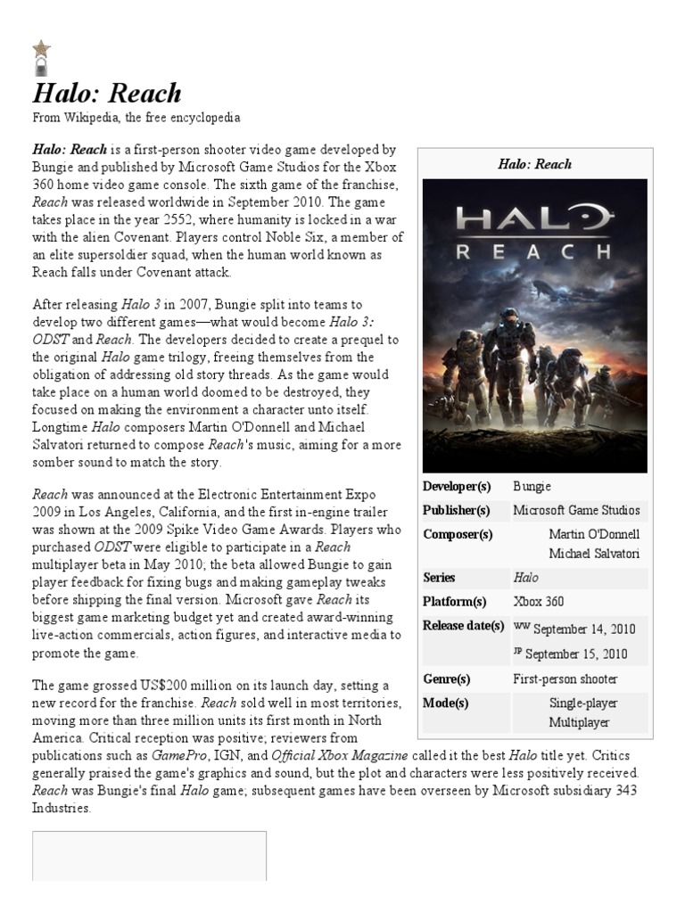 Halo Reach | PDF | Halo (Series) | Military Science Fiction Video Games