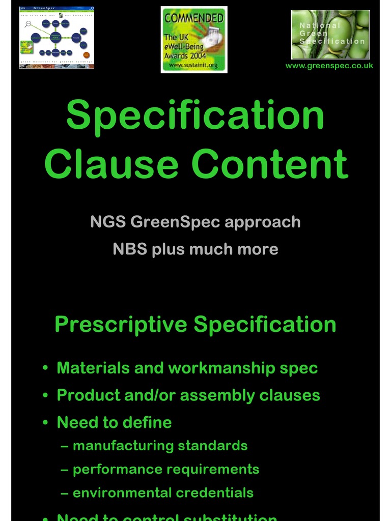Specification Clause Content (Presented To Architects CPD) | PDF ...