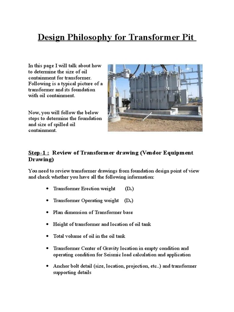 Design Philosophy For Transformer Pit | PDF