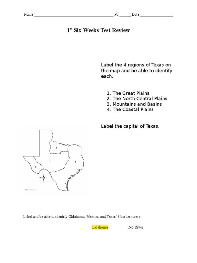 Texas Geography and History Review Guide | PDF | Great Plains | Texas