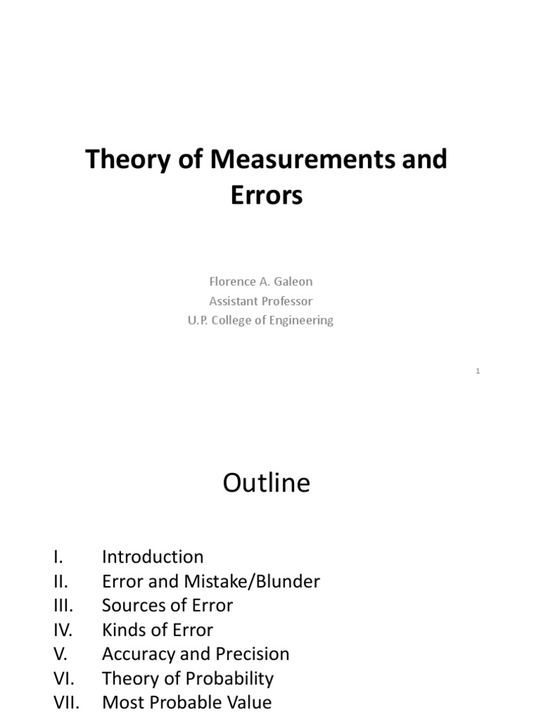 Theory of Measurement Errors | PDF | Accuracy And Precision ...
