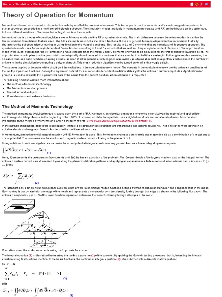 Theory of Operation For Momentum: The Method of Moments Technology ...
