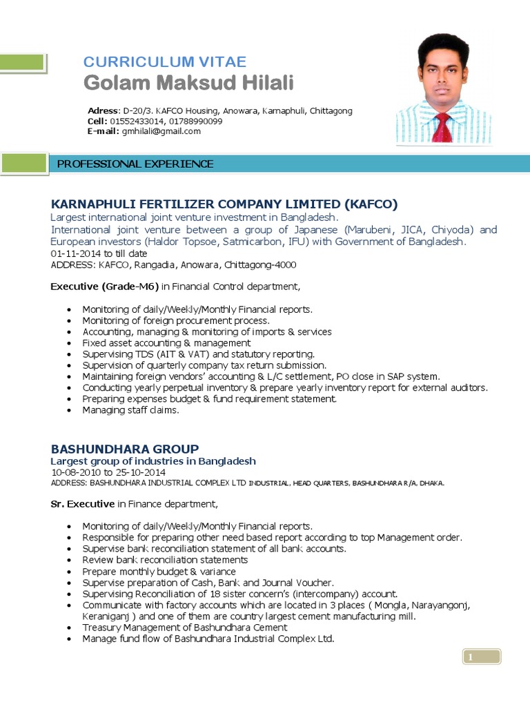 Resume of Golam Maksud Hilali PDF | PDF | Accounting | Bangladesh