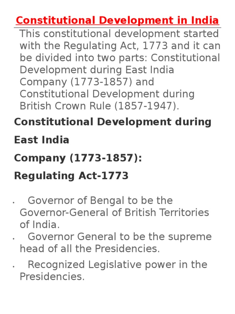 Constitutional Development in India | PDF | British Raj | Governor
