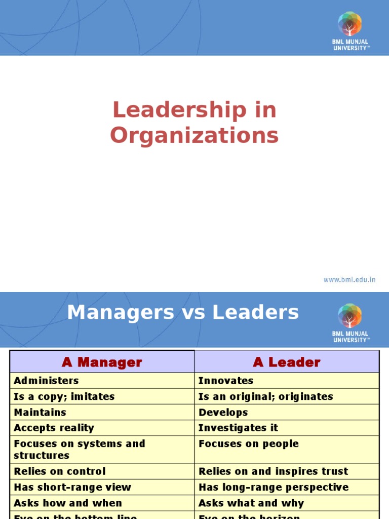 Leadership in Organizations: A Comparison of Managerial and Leadership ...