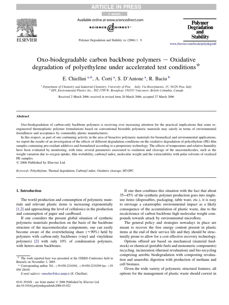 Oxo-Biodegradable Carbon Backbone Polymers | PDF | Polyethylene ...