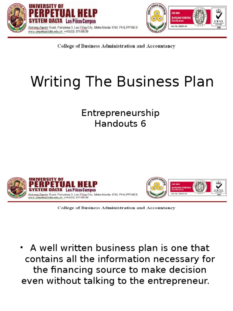 Entrepreneurship (Writing the Business Plan) | Business Plan ...