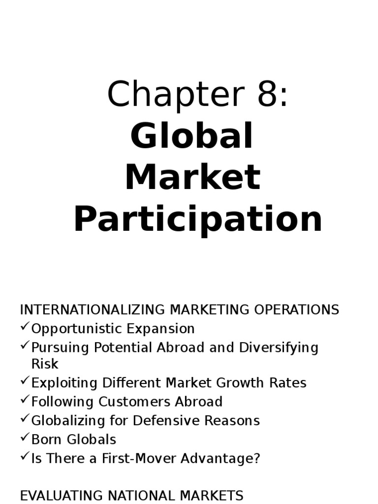 Global Market Participation | PDF | Market (Economics) | Developing Country